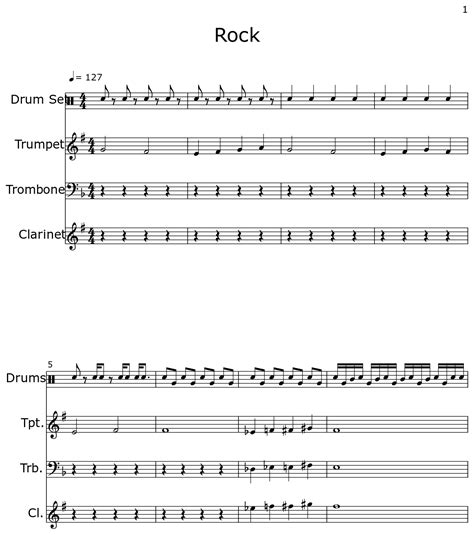 Rock Sheet Music For Drum Set Trumpet Trombone Clarinet