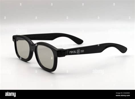 A Pair Of Black Reald 3d Cinema Glasses Isolated On White Background