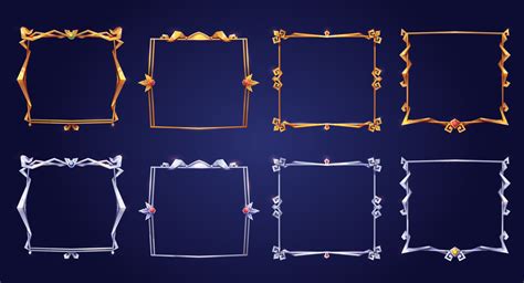 Empty Square Silver And Gold Frames Medieval Style 20236965 Vector Art