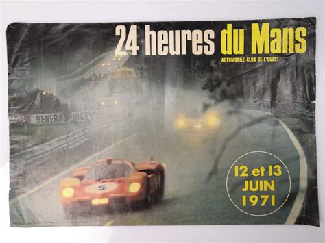 Original 24 Hours Of Le Mans Poster By Delourmel 1971 For Sale At Pamono