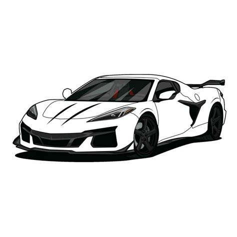 Chevrollet Corvette Automobile Black And White 32747221 Vector Art At