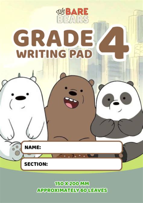 We Bare Bears Grade 4 Writing Pad Template Postermywall