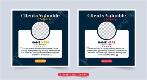 Customer Feedback Template With Photo And Quote Placeholders Vector Feedback Testimonial