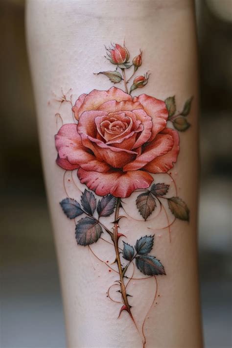 21 Feminine Floral Color Tattoos That Look Beautiful Rose Gold Tattoo