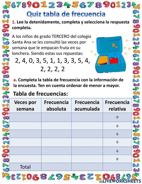 Tabla De Frecuencia Interactive Worksheet For Tercero Map Map