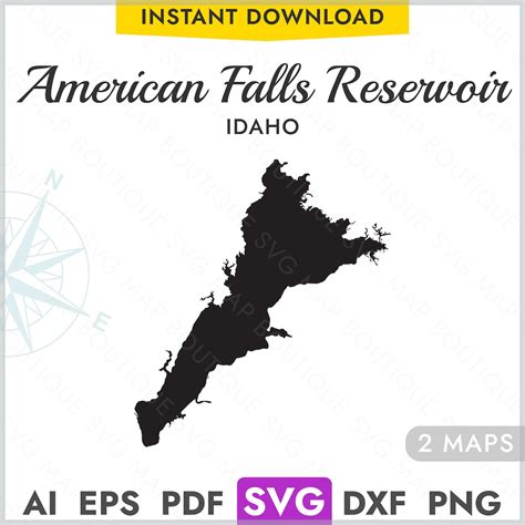 American Falls Reservoir Idaho Svg Map Shape Silhouette Vector Lake