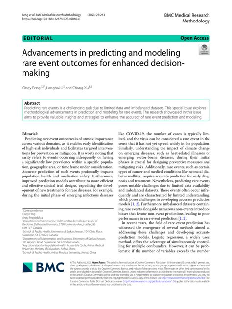Advancements In Predicting And Modeling Rare Event Pdf Prediction Regression Analysis