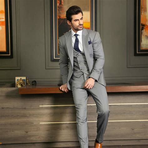Best Classic Grey Business Suit For Men Free Shipping