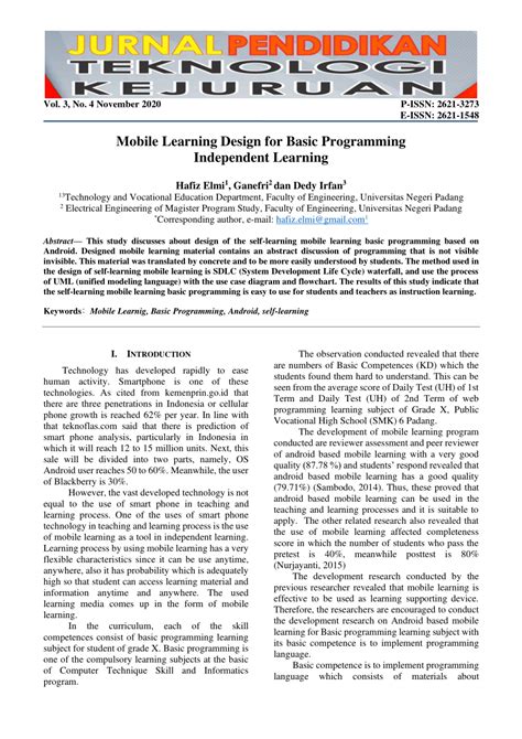 Pdf Mobile Learning Design For Basic Programming Independent Learning
