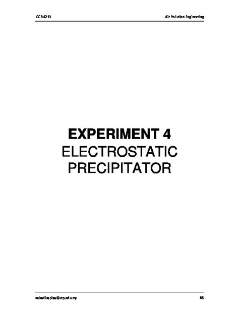 Experiment 4 Electrostatic Precipitator Pdfcoffeecom