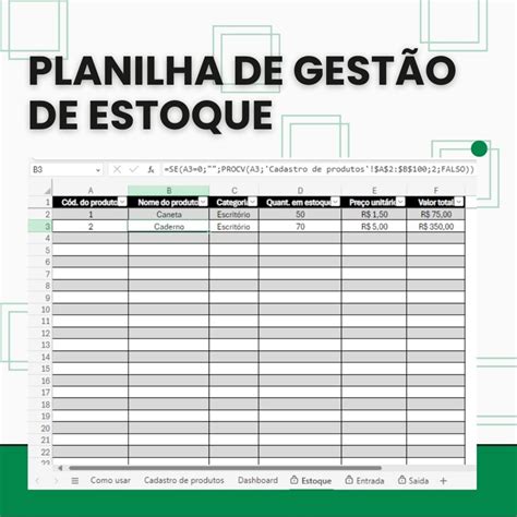 Excel Planilha Gestão De Estoque Elo7 Produtos Especiais