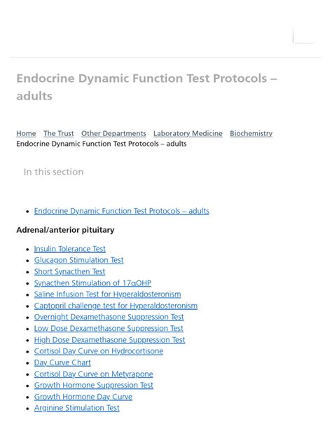 Endocrine Dynamic Function Tests Guide Pdf Endocrine System