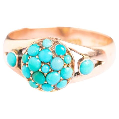 Antique 9ct Gold Victorian Turquoise And Ruby Ring For Sale At 1stdibs