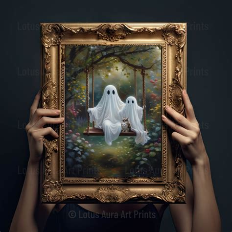 Ghost Wall Art Ghosts On A Swing Ghost Friends Dark Academia Wall