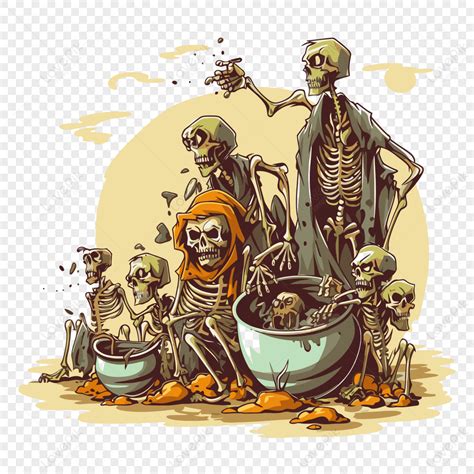 飢荒剪貼畫骷髏在粘土罐與南瓜卡通 向量事件圖片素材 Eps圖片尺寸4267 × 4267px 高清圖案380563159