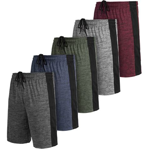 5 Pack Mens Dry Fit Athletic Shorts For Gym Running Basketball