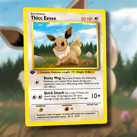 Thicc Eevee Pokemon Custom Card Etsy