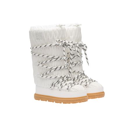 Geri Dönüştürülmüş Naylon Après Ski Bot Beyaz Miu Miu