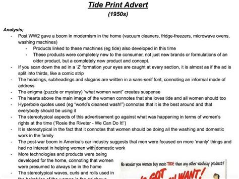 Tide Advertisement Poster Analysis Teaching Resources