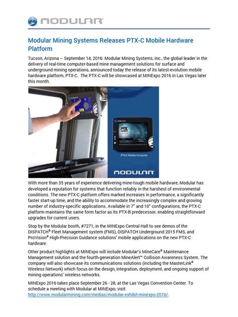 Modular Mining Launches Ptx C Mobile Hardware Platform 2016 Pdf