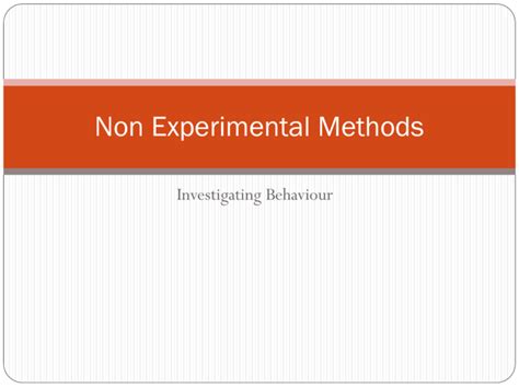 Non Experimental Methods