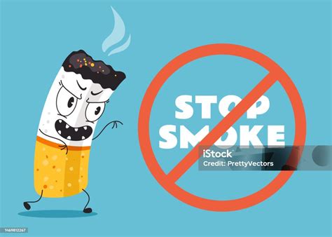 Berhenti Merokok Monster Kartun Rokok Terisolasi Konsep Abstrak Elemen Ilustrasi Desain Grafis