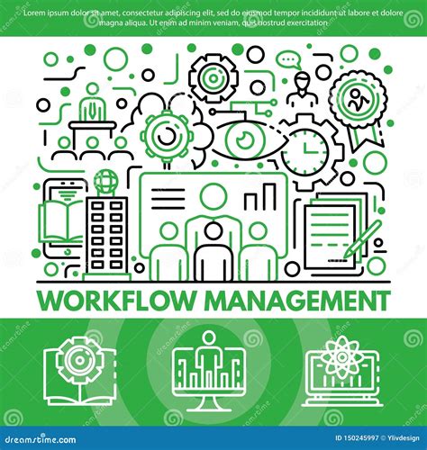 Workflow Management Concept Background Outline Style Stock Vector Illustration Of Business