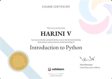 Harini V On Linkedin Successfully Completed Python🥳