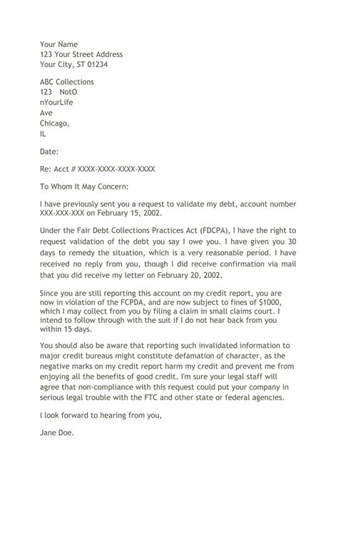 Free Printable Debt Validation Letter Templates Pdf Word Medical