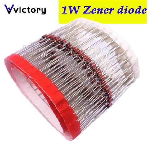 100pcs 1w Zener Diode Do 35 1n4749a 24v 1n4748a 22v 1n4747a 20v 1n4746a 18v 1n4745a 16v 