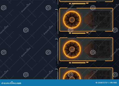 Gpu Rig With Orange Light On Blue Stock Vector Illustration Of Miner Farm 255872737