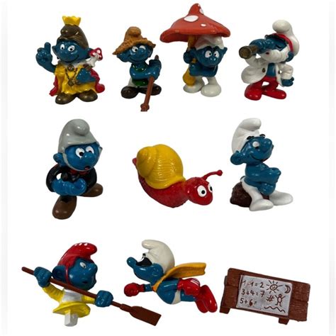 Blue White Smurf Schleich 20141 The Smurfs Captain Figurine Vintage