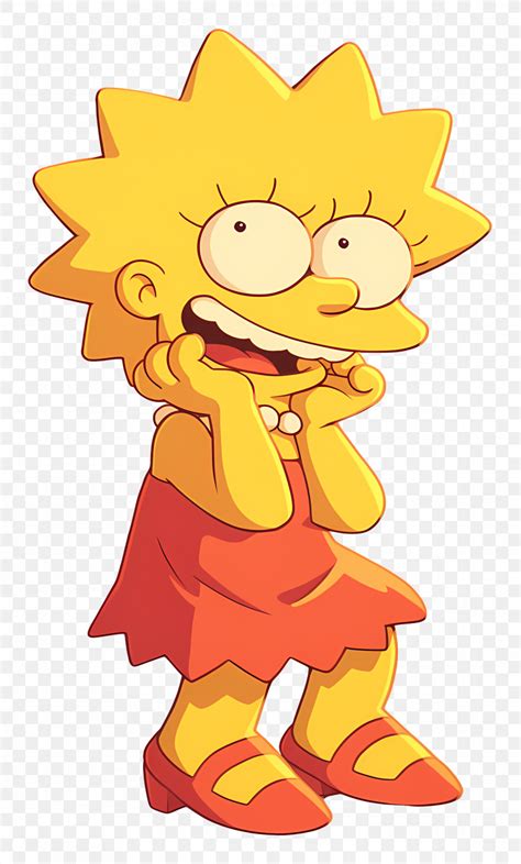 Lisa Simpson Cartoon Girl With Spiky Hair And Orange Dress Png