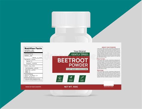 Beetroot Powder Supplement Label Template Stock Vector Illustration