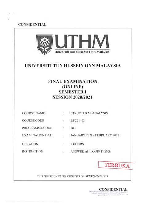 Solution Uthm Past Year Structure Analysis Studypool