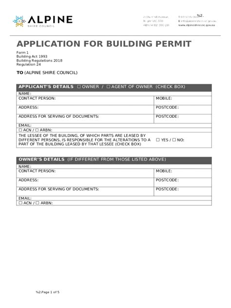1 Application For A Building Permit Doc Template Pdffiller