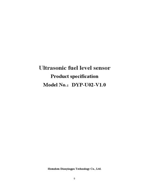 Dyp Rd Spec Of Ultrasonic Fuel Level Sensor Dyp U02 V1 0 190402 A0 Pdf Power Supply