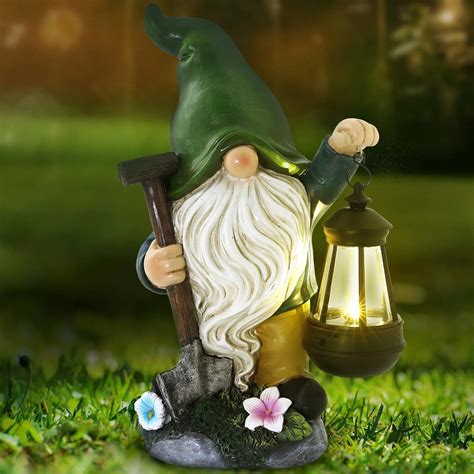Aismio Garden Gnome Statue With Solar Lights Large Garden