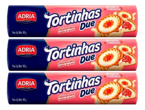 Kit 3 Biscoito Recheado Tortinha Cheese Goiaba Adria 140g Mercadolivre