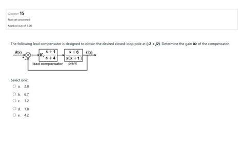 Solved The Following Lead Compensator Is Designed To Obtain