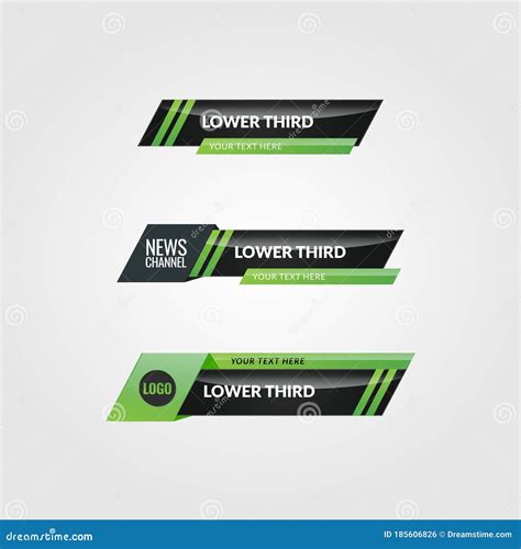Modern Green Lower Third Set For Video Vector Design Stock Vector