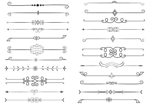 Seitenteiler Und Designelemente Satz Verschiedener Einfacher Schwarzer Teiler Design Sortierter