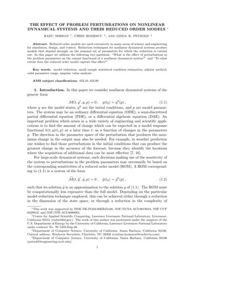 Pdf The Effect Of Problem Perturbations On Nonlinear Dynamical