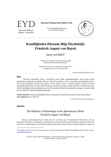 Pdf The Dialectic Of Knowledge In The Spontaneous Order Friedrich