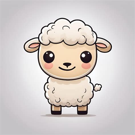 Premium Ai Image Small Cute Cartoon Smiling Sheep
