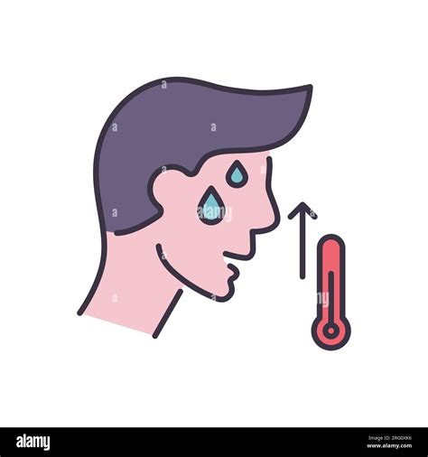 High Body Temperature Related Vector Icon Man Head And High