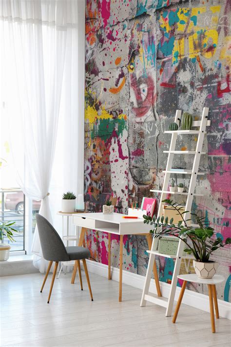 Washed Graffiti Peel And Stick Wall Mural Or Non Pasted