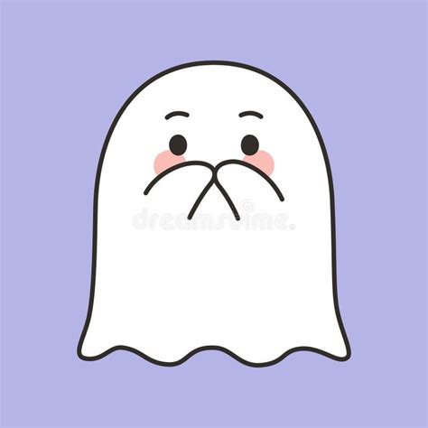 Surprised Cute Halloween Ghost Covering Mouth Cartoon Stock