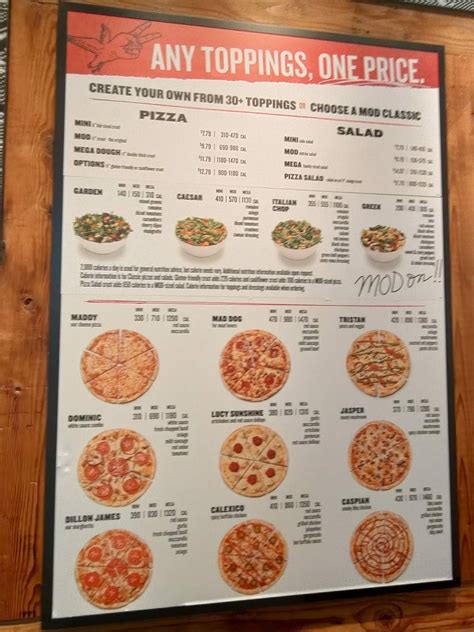 Menu At Mod Pizza Pizzeria North Charleston