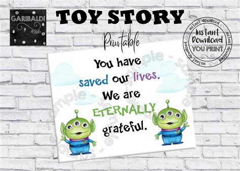 Printable Toy Story You Have Saved Our Lives We Are Eternally